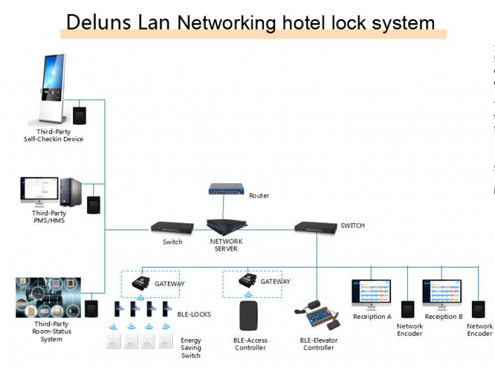 Deluns Lan networking wireless hotel lock online system