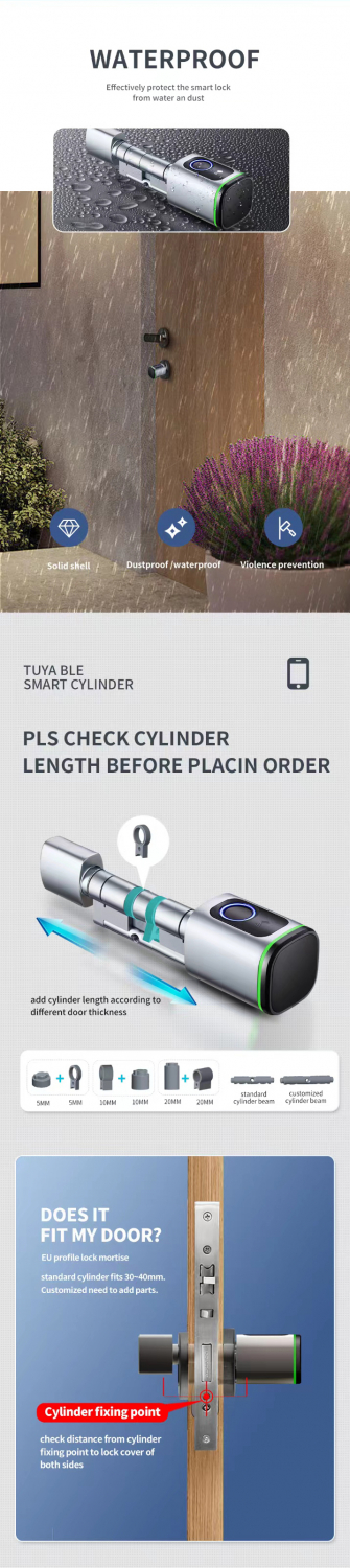 smart cylinder lock - Tuya Fingerprint Smart Lock Cylinder Manufactures