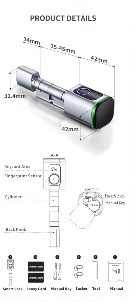 smart cylinder lock - Tuya Fingerprint Smart Lock Cylinder Manufactures